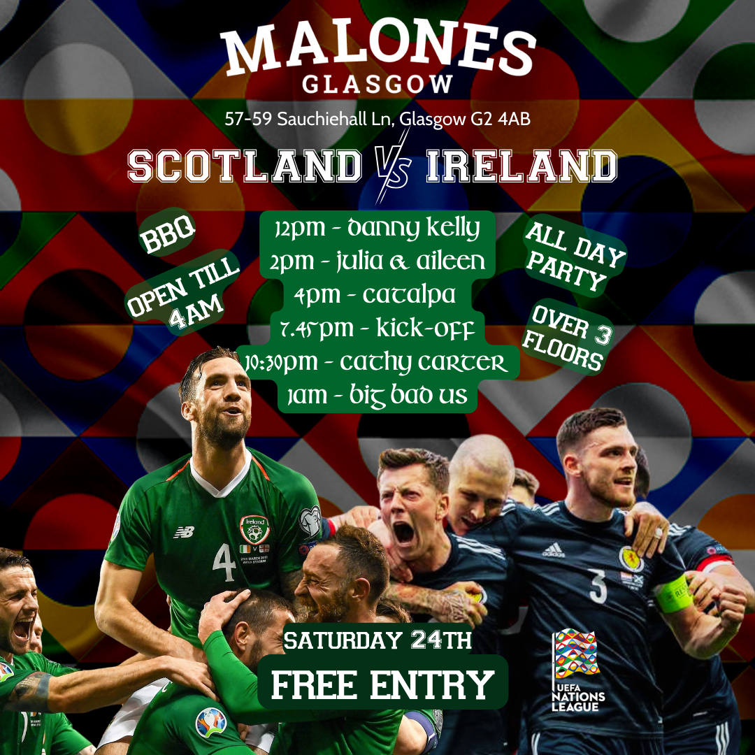 Grab A Whiskey Cocktail at Malones Glasgow's Ireland Vs Scotland Shind ...